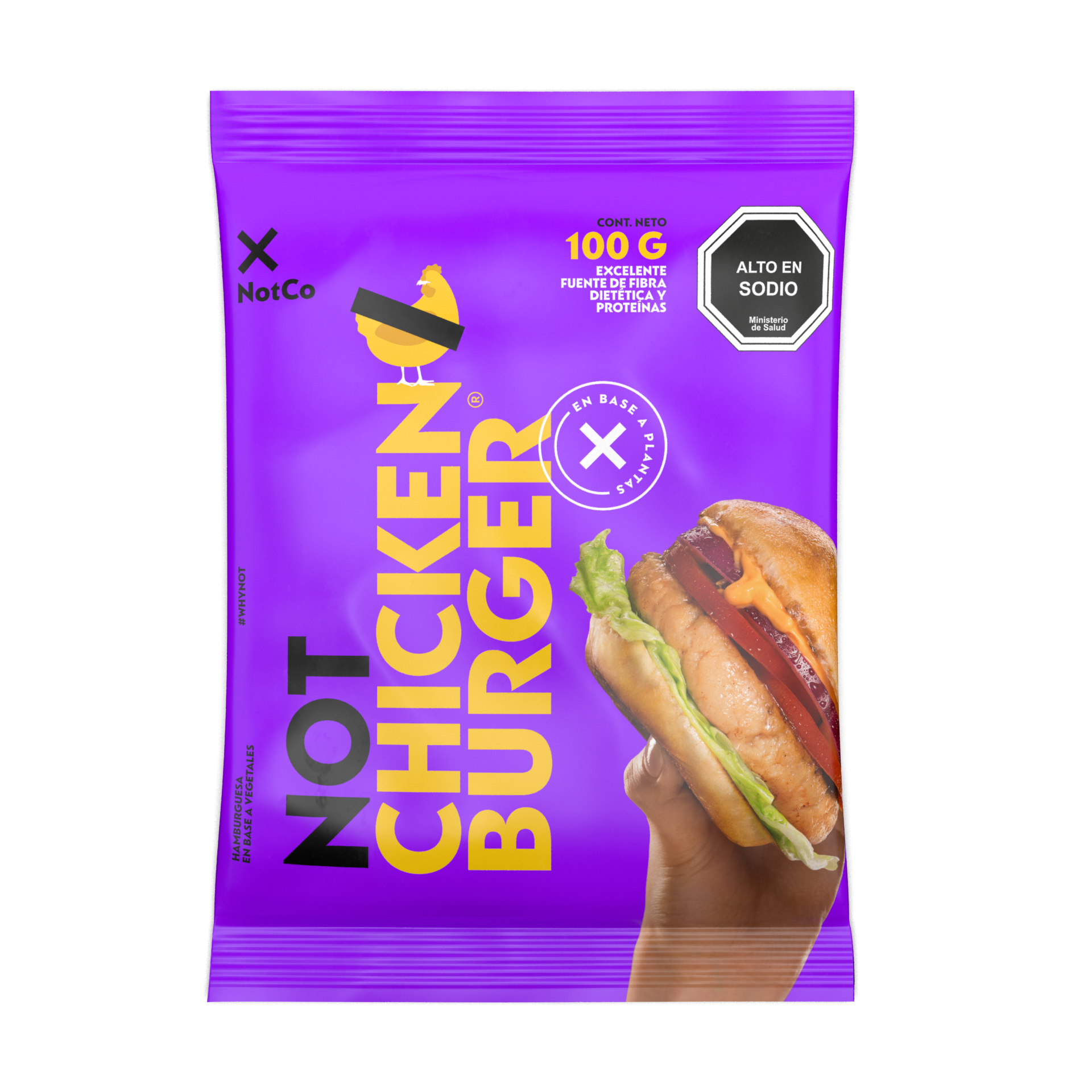 Not Chicken Burger 100g. Hamburguesa de pollo vegano a base de plantas ...